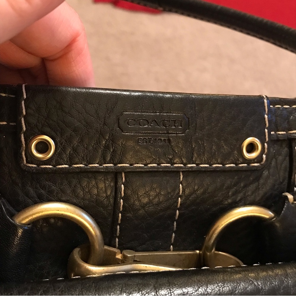 Coach Black Hampton Leather Shoulder Bag Purse - Gem